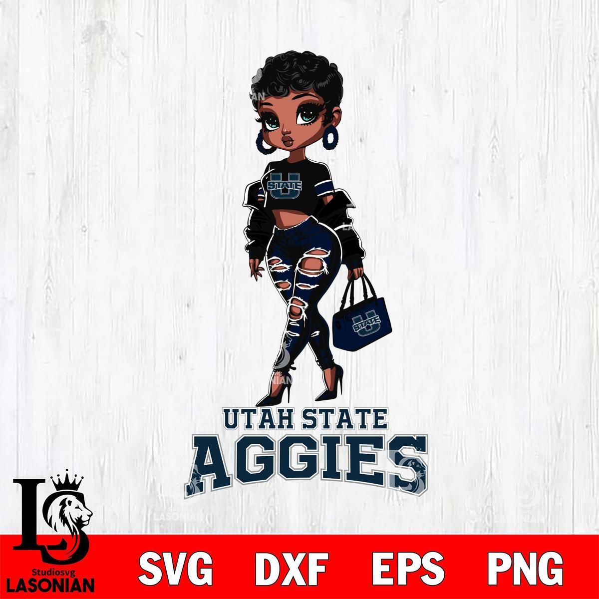 Utah State Aggies Beautiful Black Fan Girl – lasoniansvg