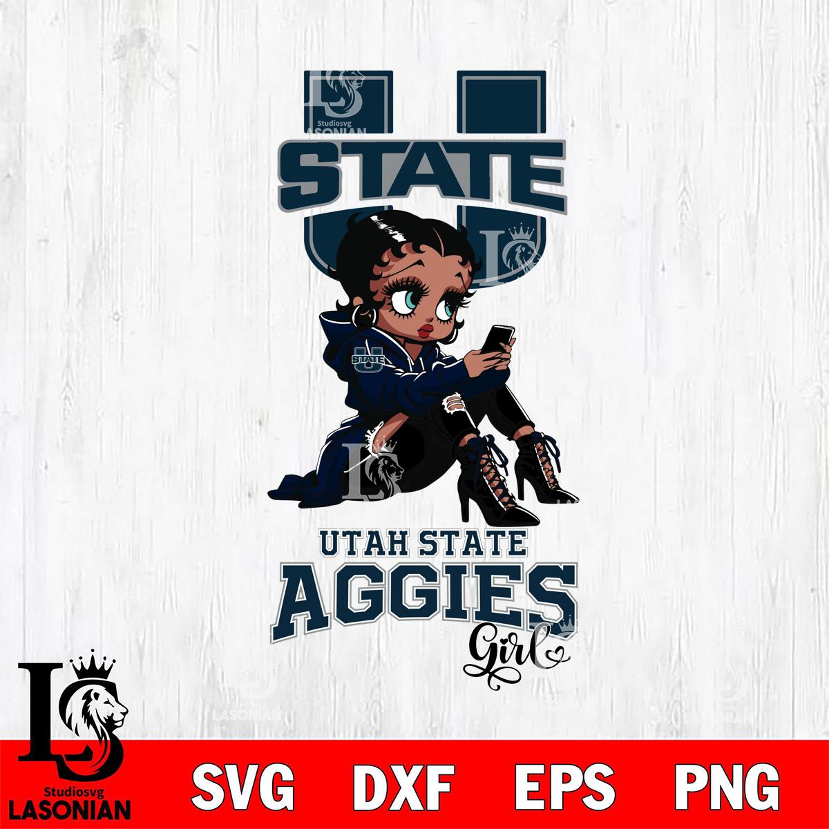 Utah State Aggies Beauty Black Fan Girl Football – lasoniansvg