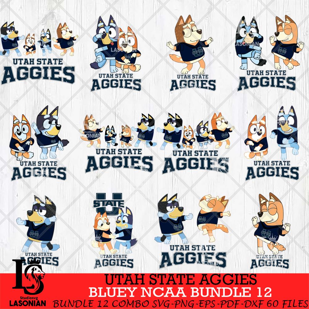 Utah State Aggies Bluey Dace Mode NCAA Bundle 12 SVG – lasoniansvg