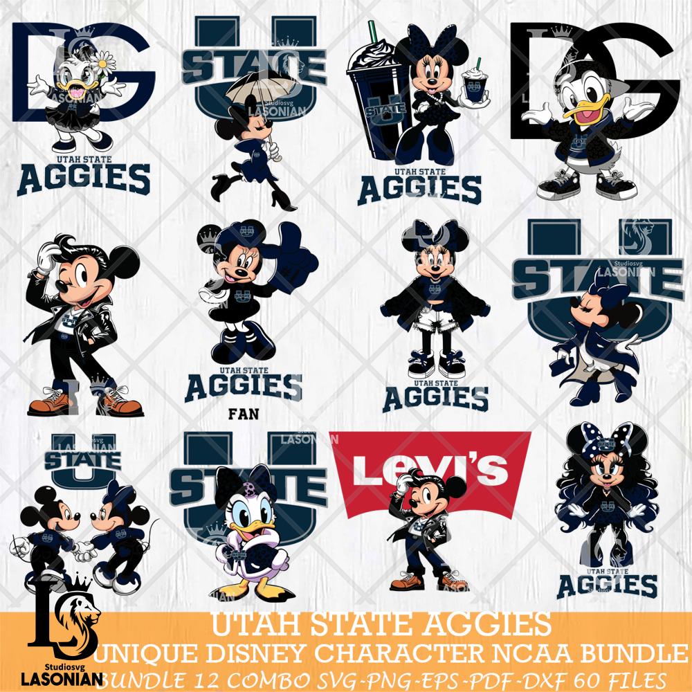 Utah State Aggies Disney character NCAA Bundle 12 – lasoniansvg