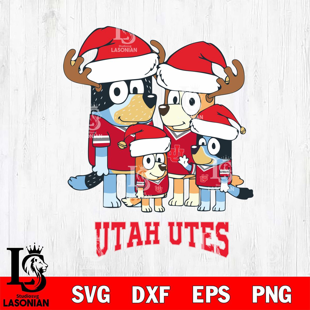 Utah Utes Christmas Bluey Santa Family – lasoniansvg