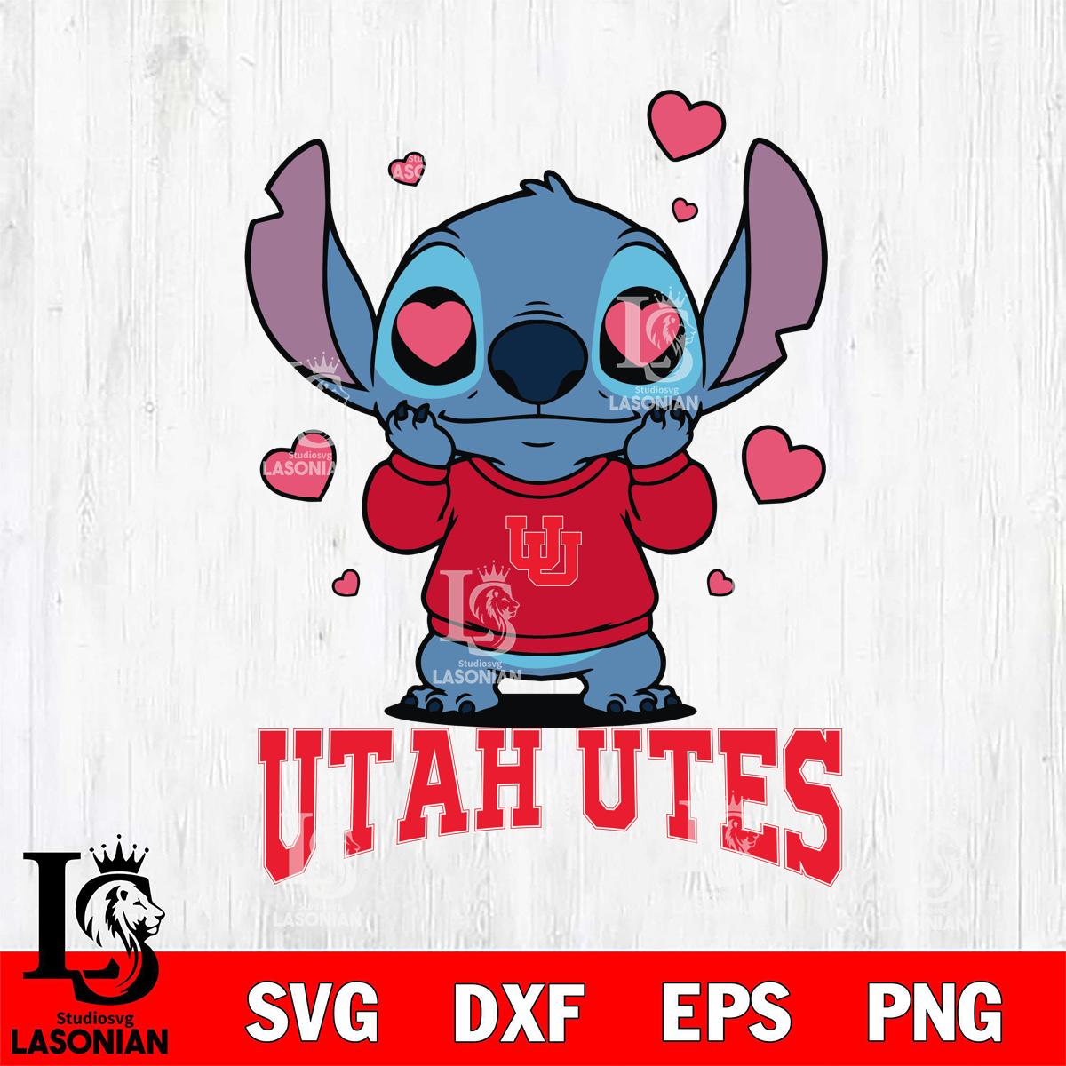 Utah Utes Stitch Valentine Heart Digital Download, NCAA SVG DXF EPS PNG ...