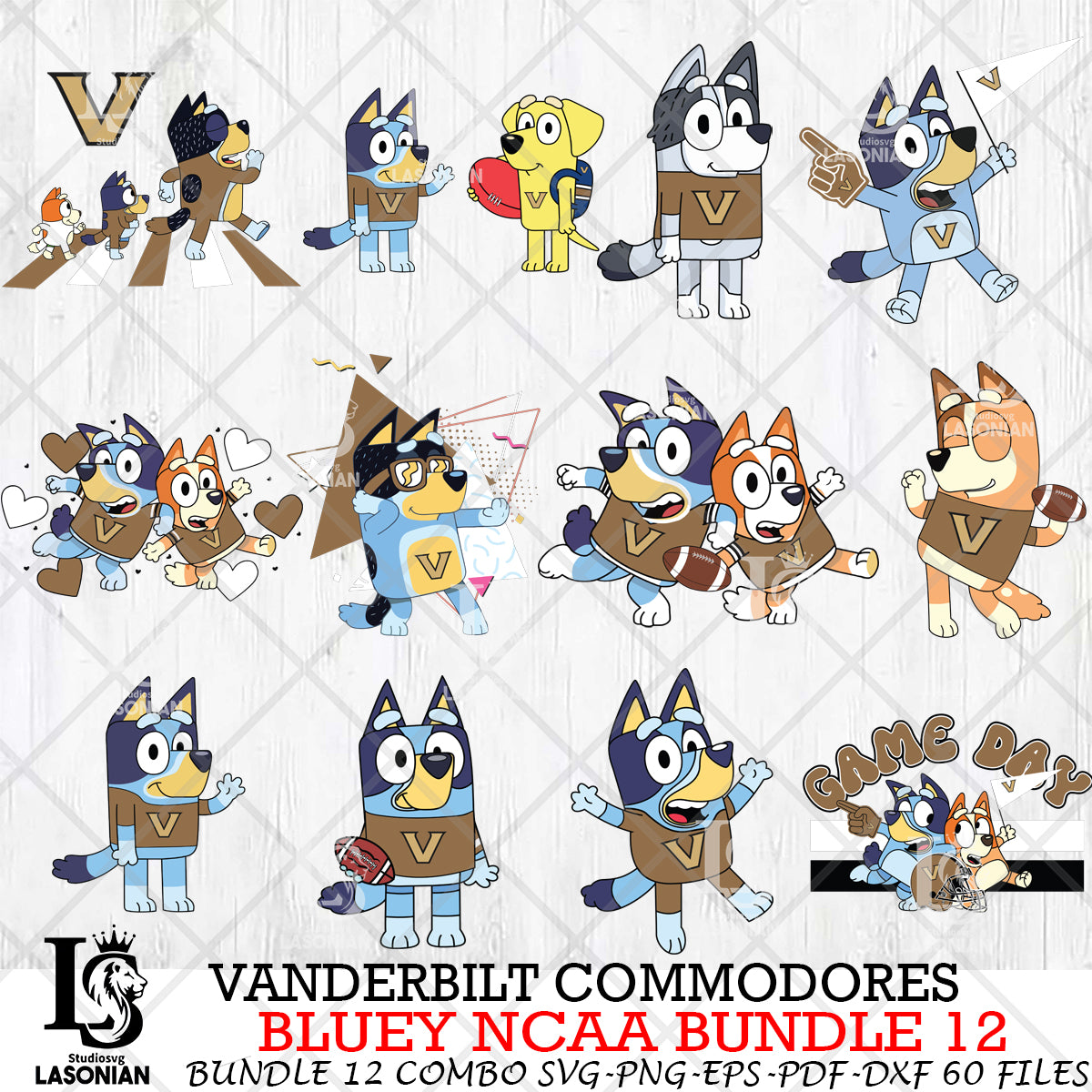 Vanderbilt Commodores Bluey NCAA Bundle 12 – lasoniansvg