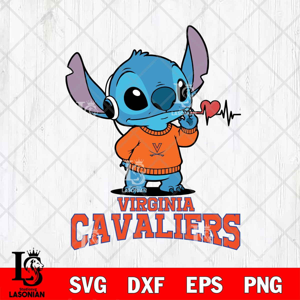 Virginia Cavaliers Stitch Headphones Heart File cut , Football Criucut ...