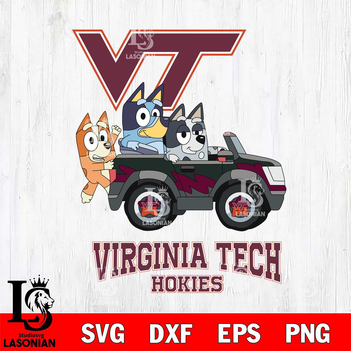 Virginia Tech Hokies Bluey friends car – lasoniansvg