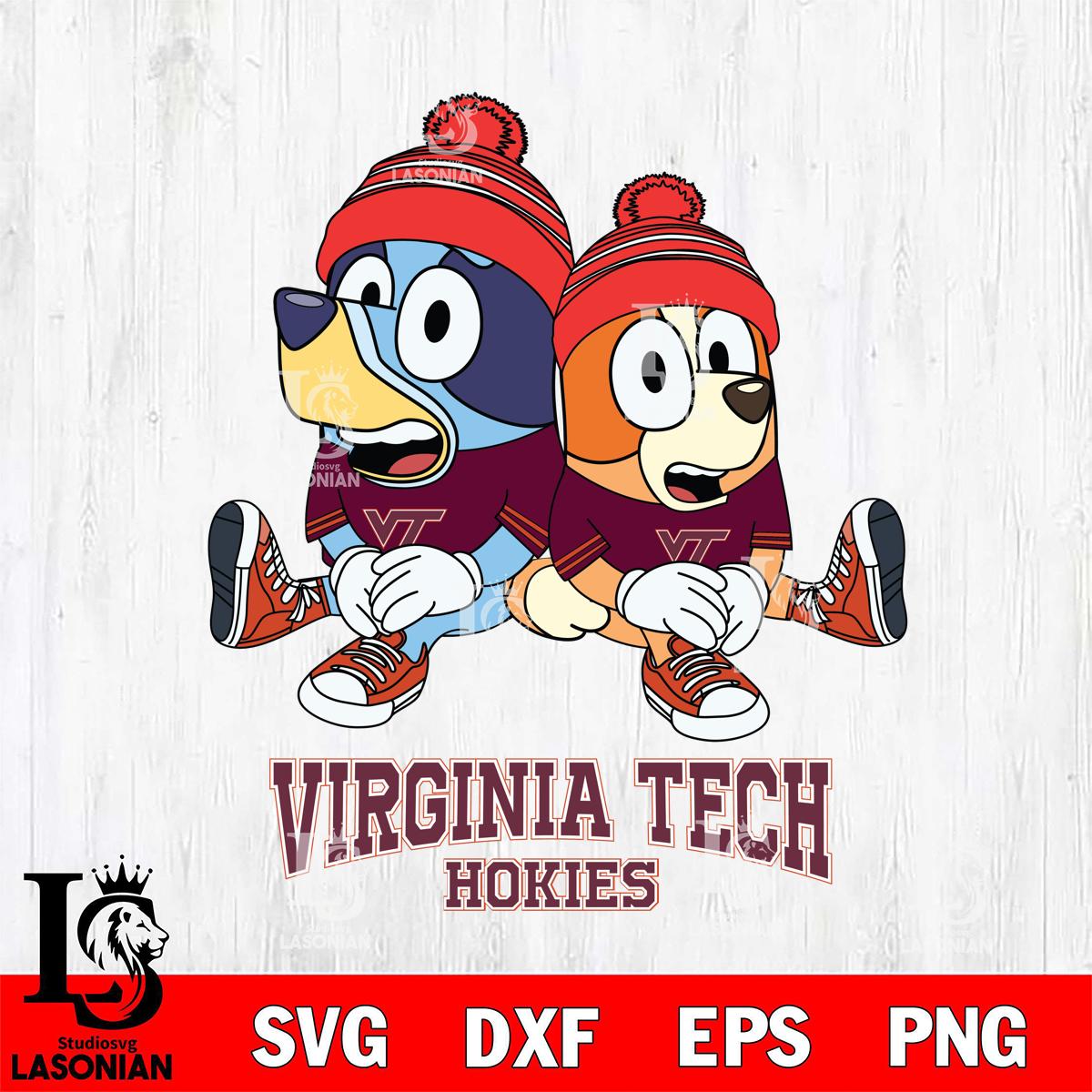 Virginia Tech Hokies Christmas Bluey & Bingo Sit – lasoniansvg