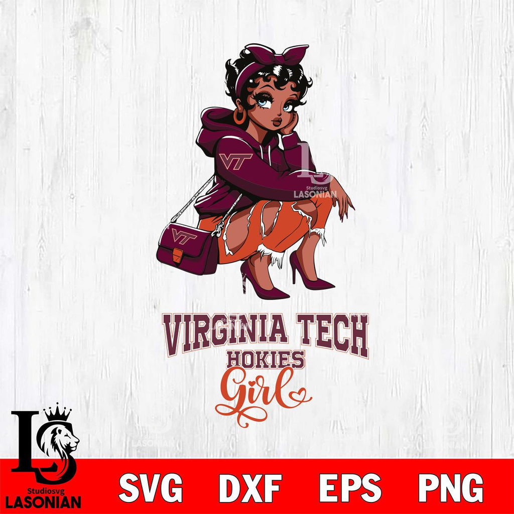 Virginia Tech Hokies Fashion Black Fan Girl Betty Boop – lasoniansvg