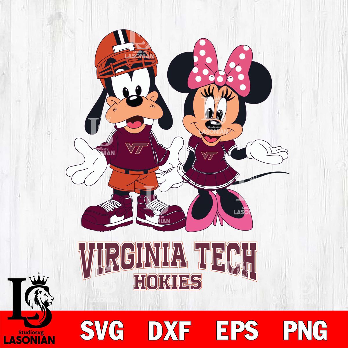 Virginia Tech Hokies Goofy and Minnie mouse Football – lasoniansvg