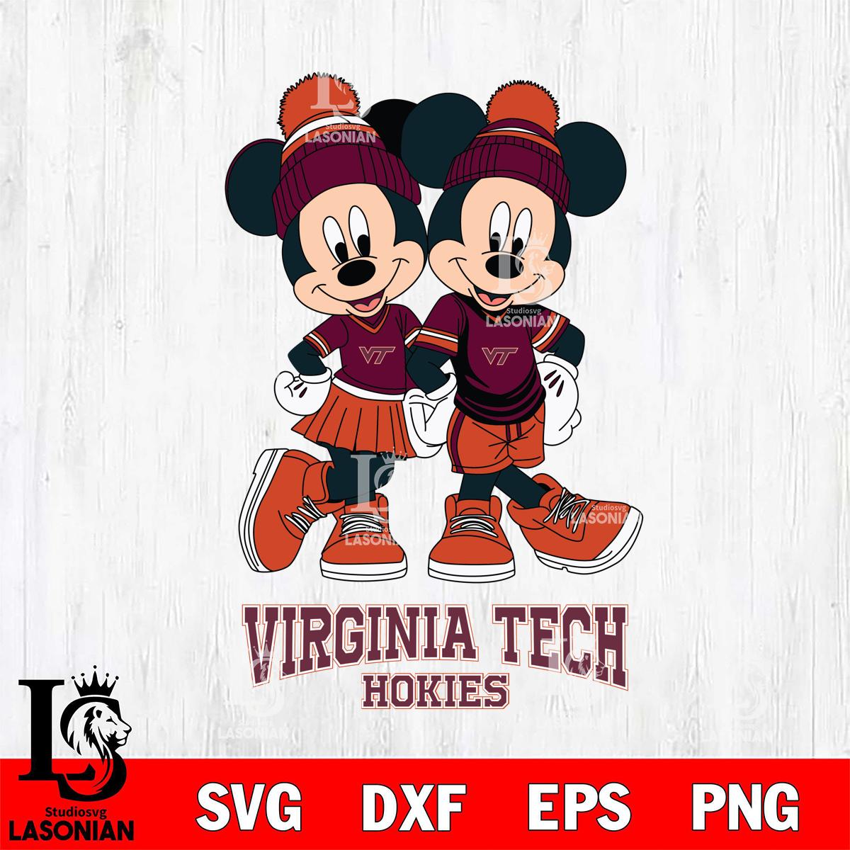 Virginia Tech Hokies Mickey And Minnie Mouse Football – lasoniansvg