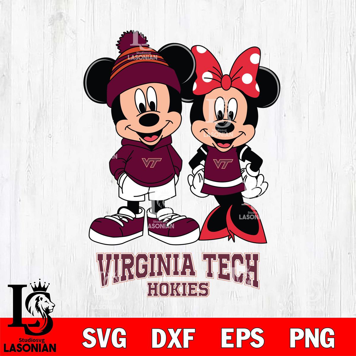 Virginia Tech Hokies Mickey Minnie Mouse Cute Football – lasoniansvg