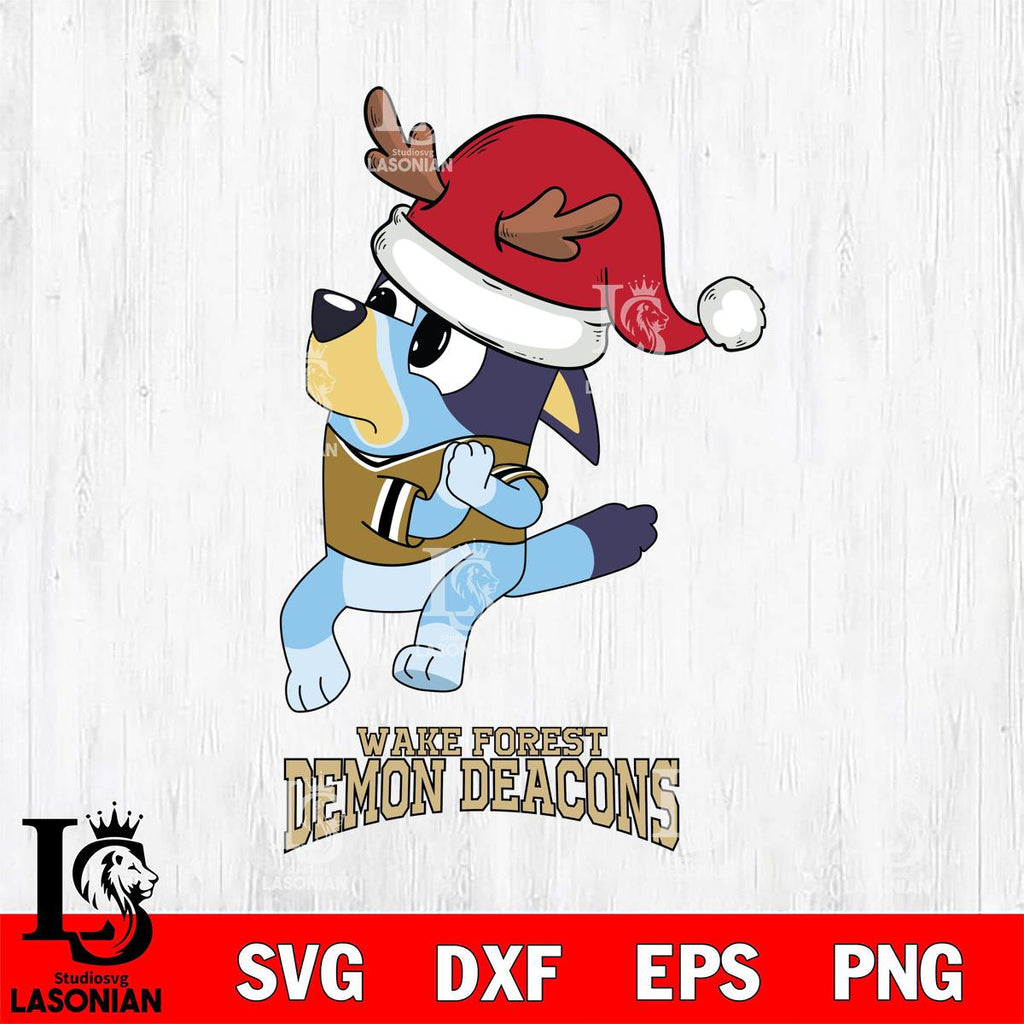 Wake Forest Demon Deacons Christmas Bluey Santa Claus – lasoniansvg