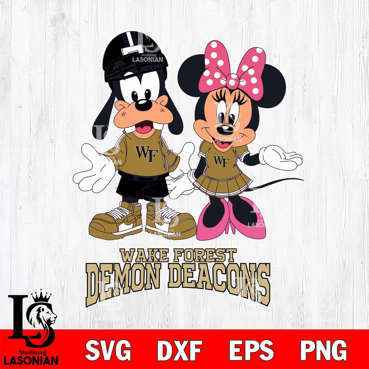 Wake Forest Demon Deacons Goofy and Minnie mouse Football – lasoniansvg
