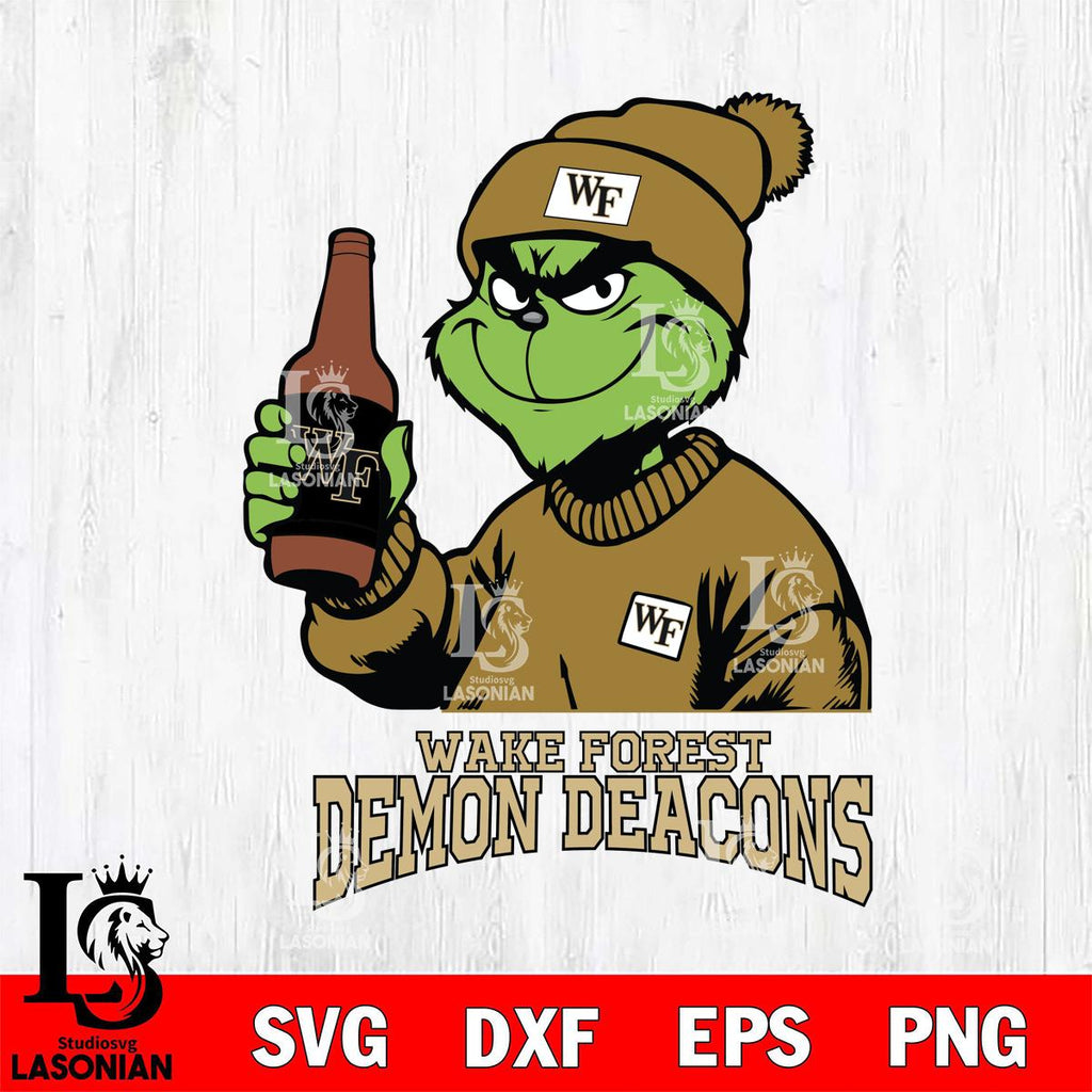 Wake Forest Demon Deacons Grinch Drinking Beer Christmas – lasoniansvg