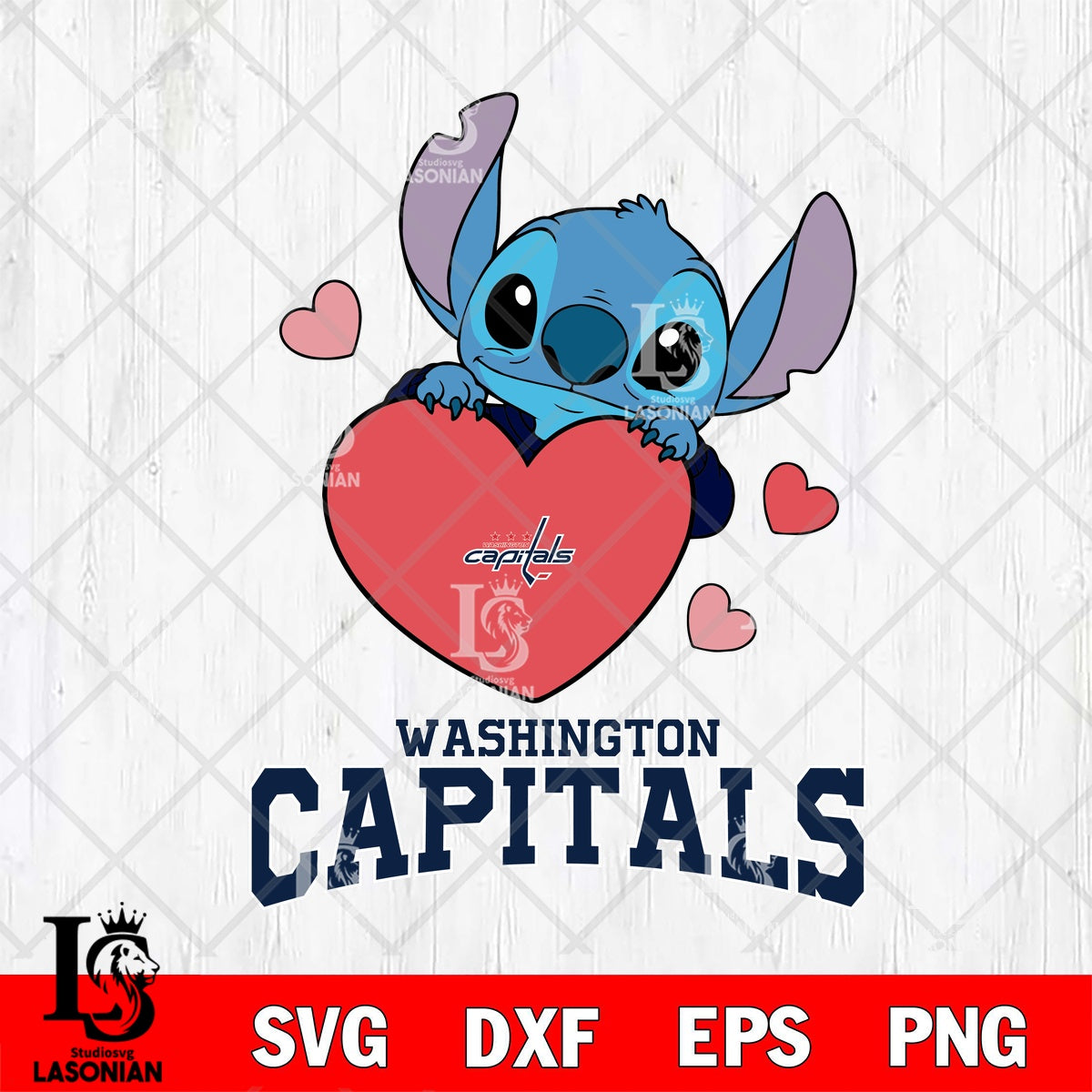 Washington Capitals Stitch hugging heart File cut , Criucut , Digital ...