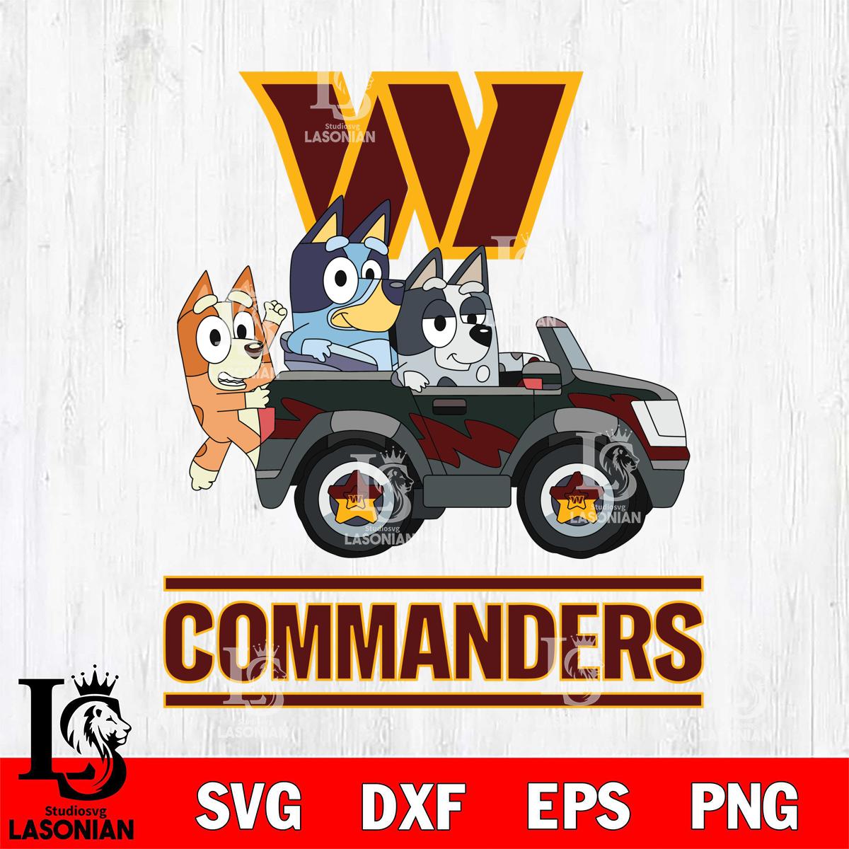 Washington Football Team Bluey friends car – lasoniansvg
