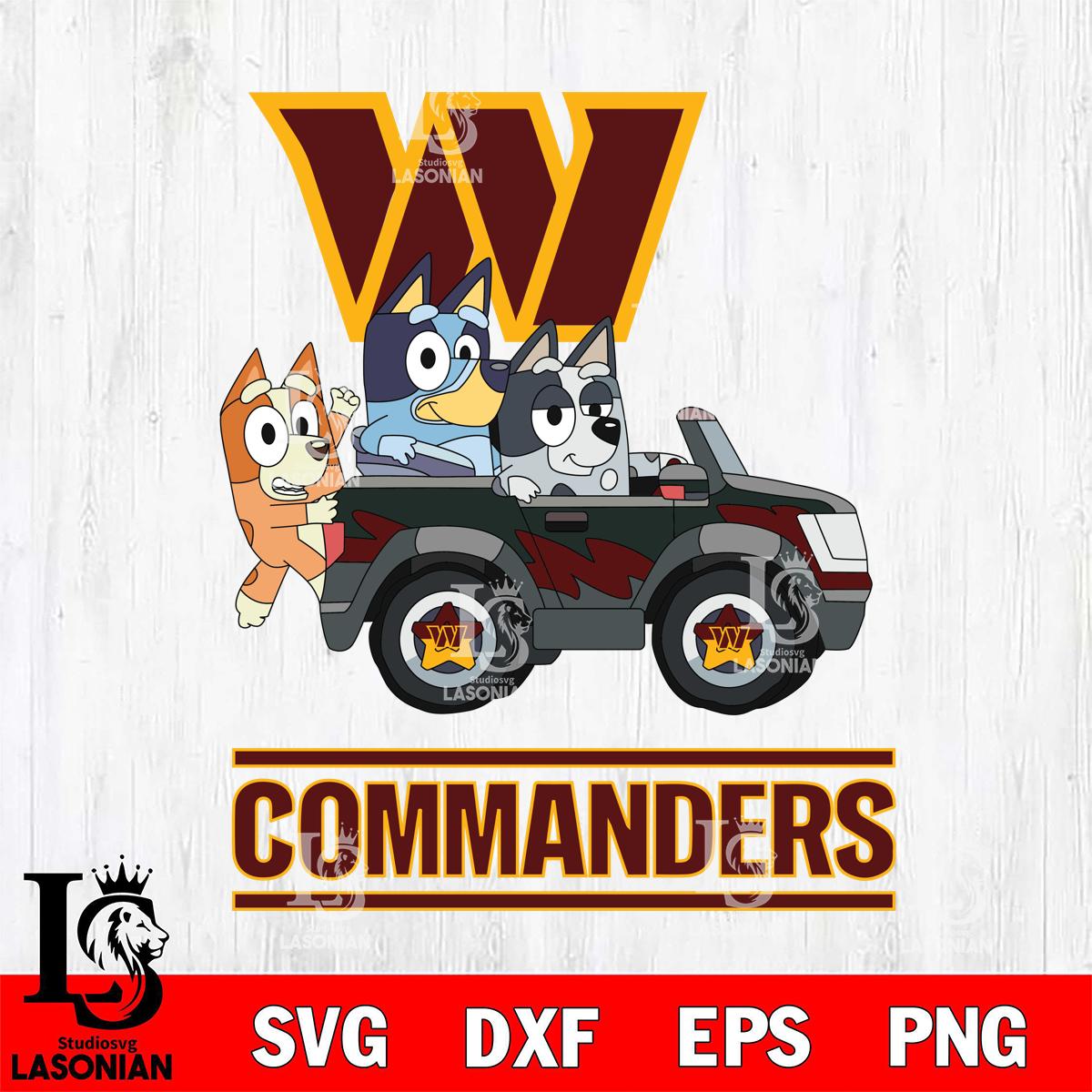 Washington Football Team Bluey friends car – lasoniansvg
