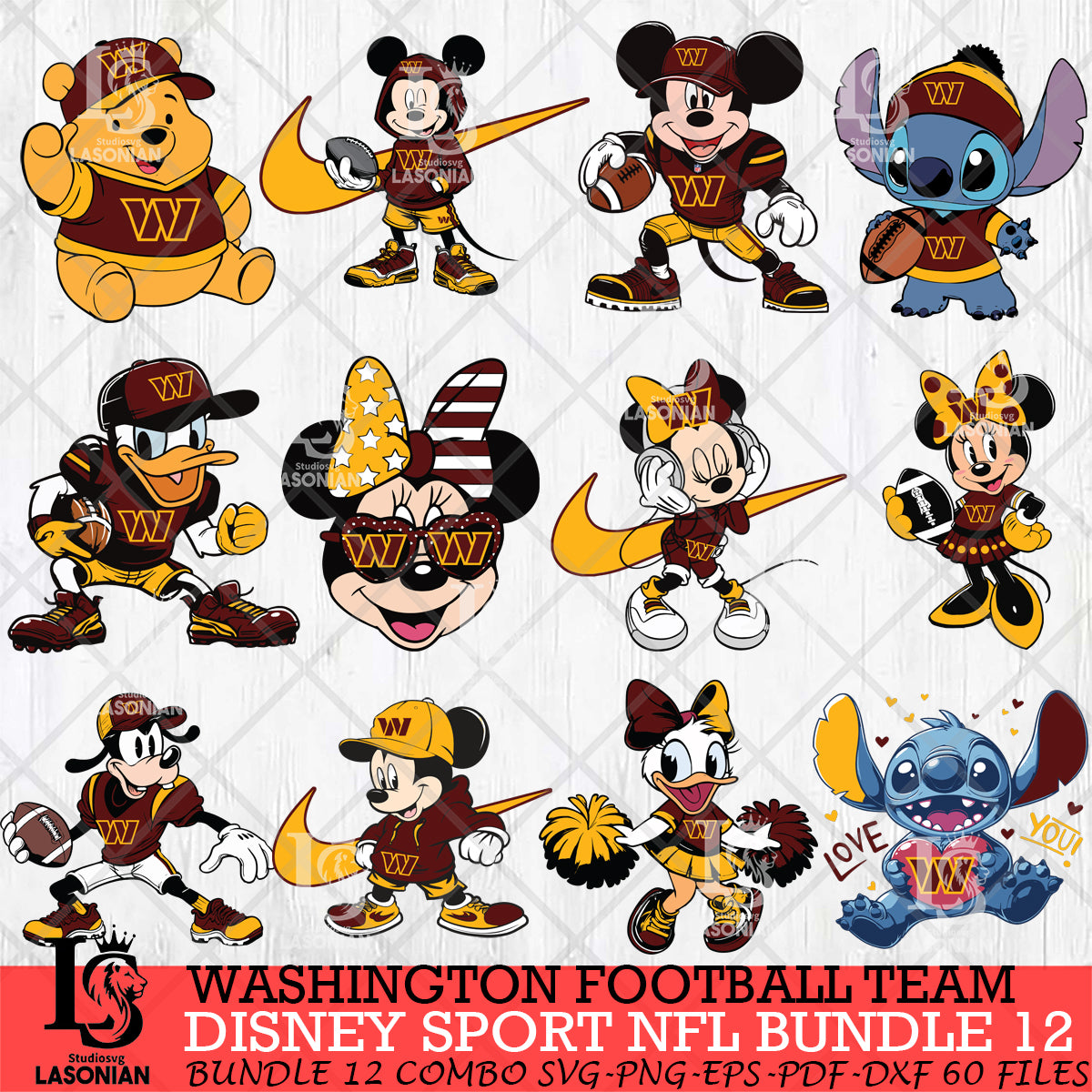 Washington Football Team Disney NFL Bundle 12 – lasoniansvg