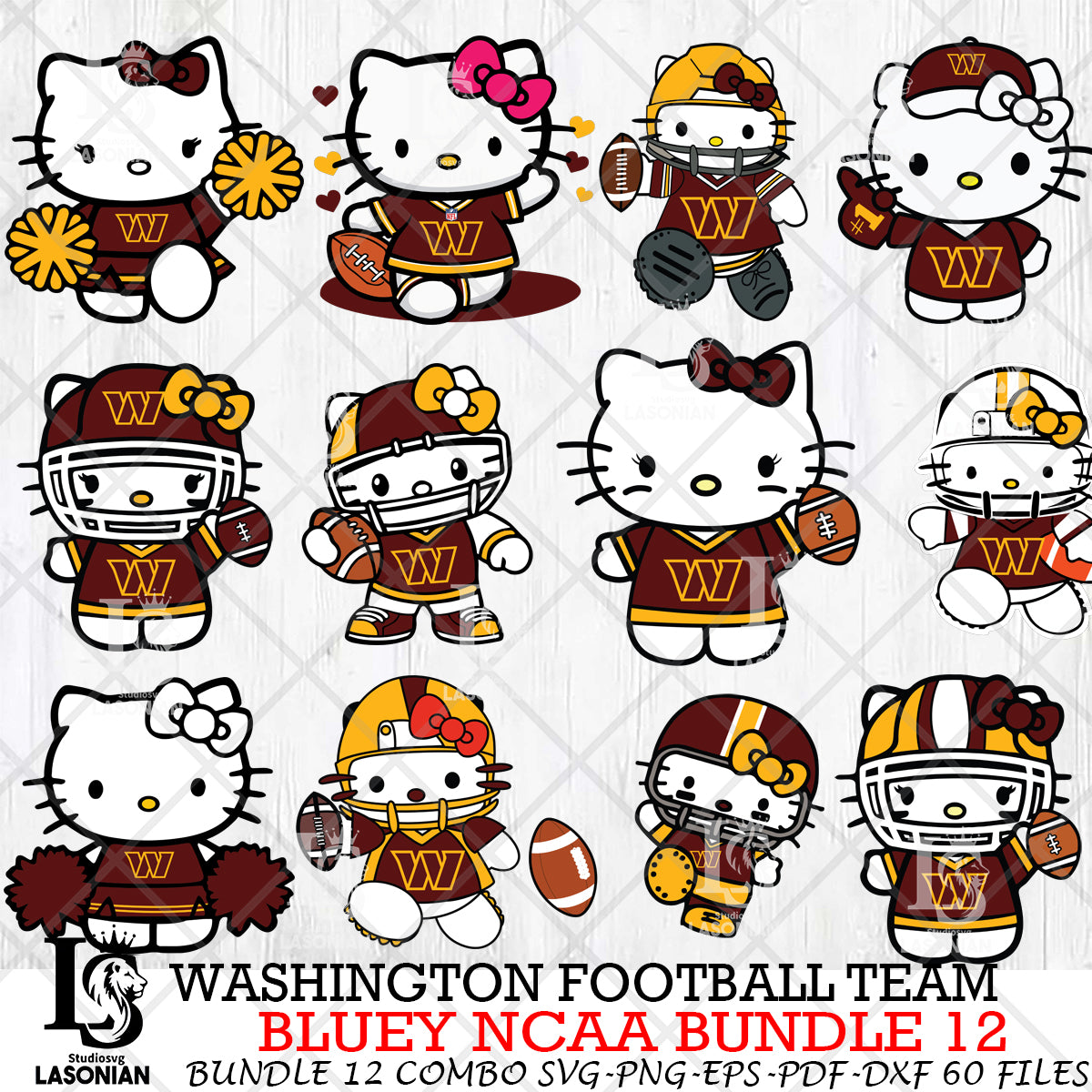 Washington Football Team Hello Kitty NFL Bundle 12 – lasoniansvg