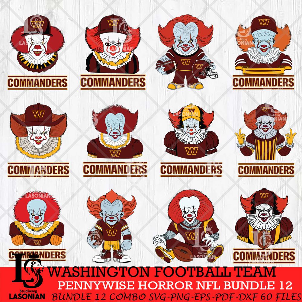 Washington Football Team Pennywise Horror NFL Bundle 12 SVG – lasoniansvg