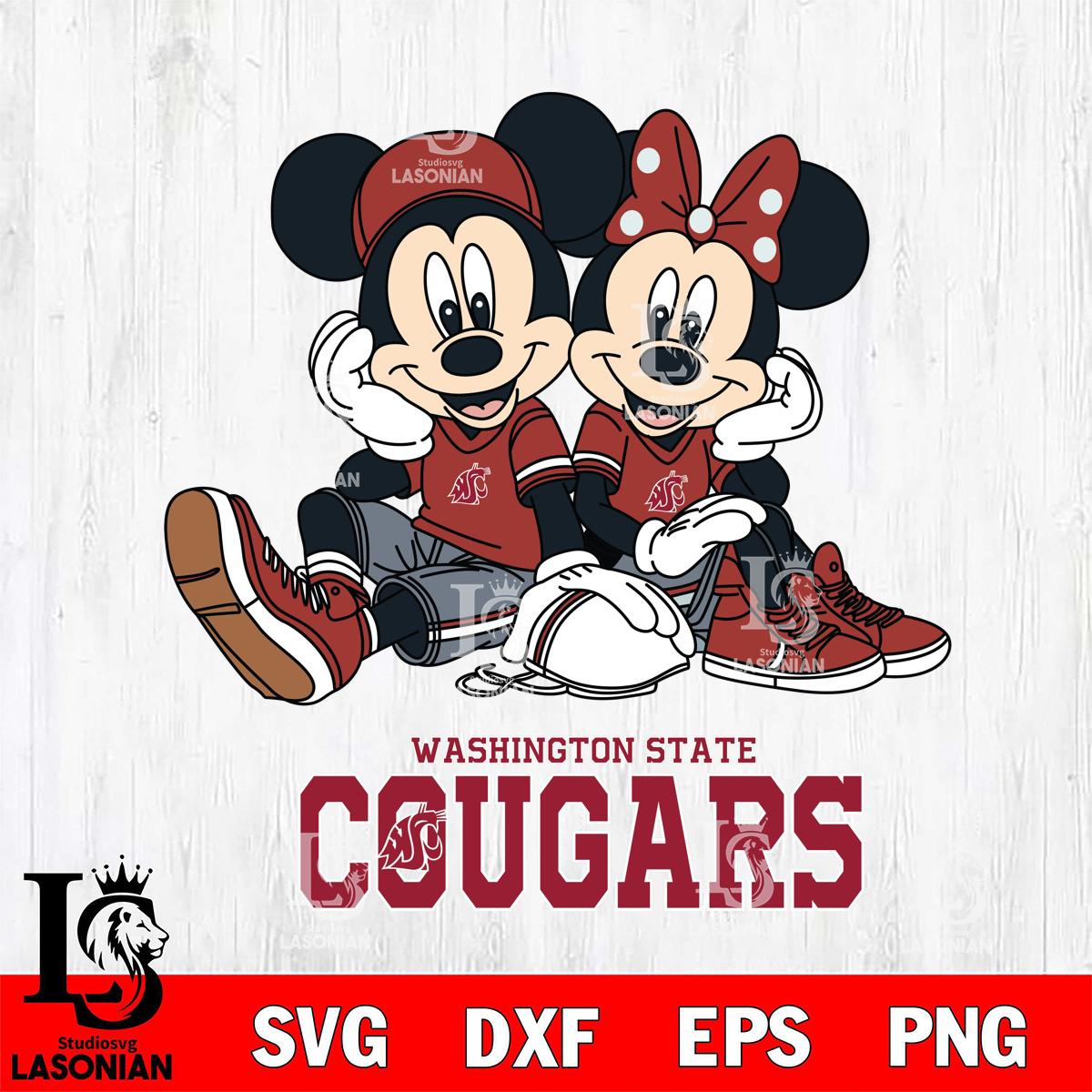Washington State Cougars Mickey Minnie Mouse Football Sit – lasoniansvg