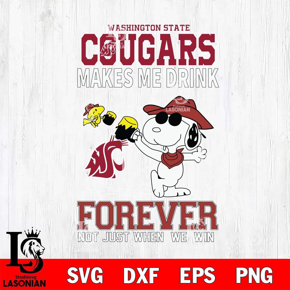 Washington State Cougars Snoopy makes me drink forever – lasoniansvg