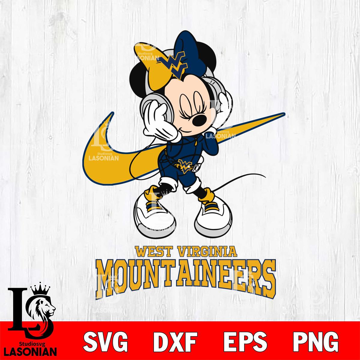 West Virginia Mountaineers Minnie Mouse Dancing NIKE – lasoniansvg