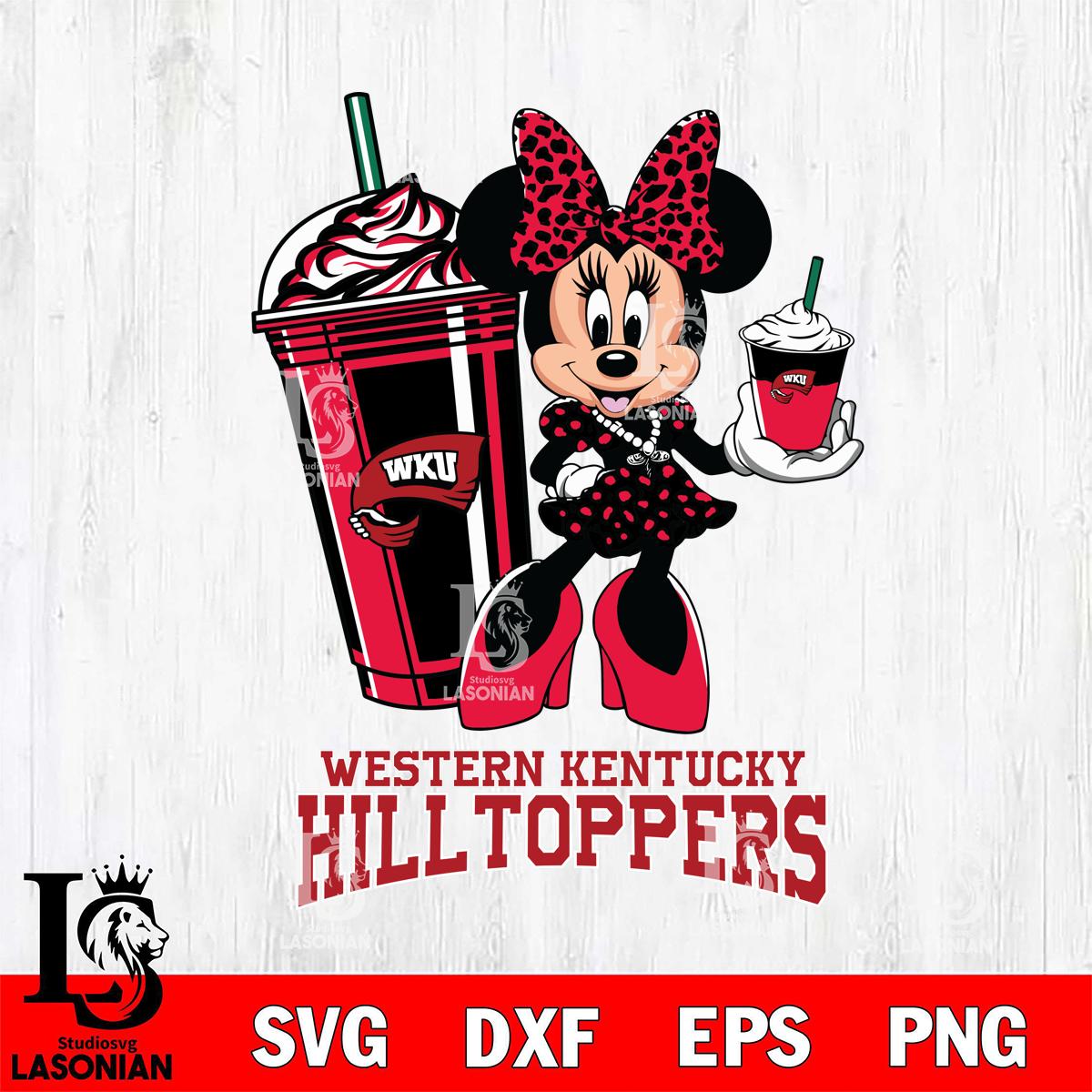 Western Kentucky Hilltoppers Minnie Mouse Fan And Coffee – lasoniansvg