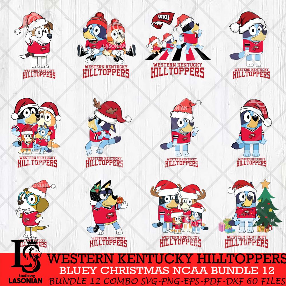 Western Kentucky Hilltoppers Bluey Christmas NCAA Bundle 12 Cricut File ...