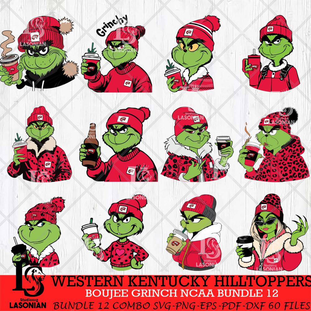 Western Kentucky Hilltoppers Boujee Grinch NCAA Bundle 12 SVG – lasoniansvg
