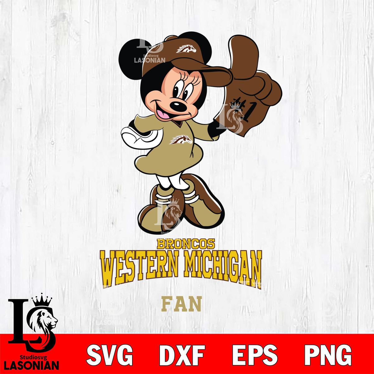 Western Michigan Broncos #1 Fan Minnie Mouse – lasoniansvg