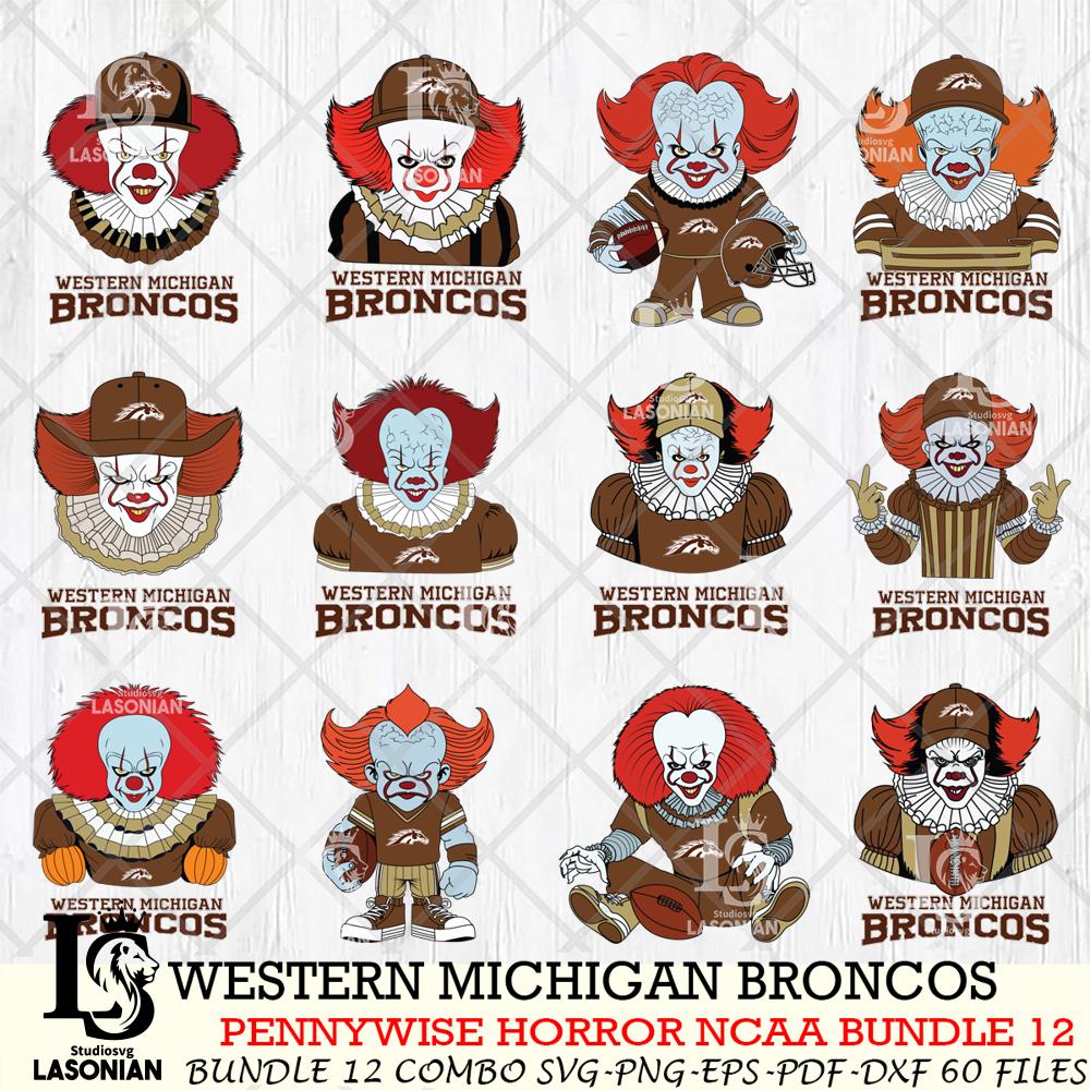 Western Michigan Broncos Pennywise Horror NCAA Bundle 12 SVG – lasoniansvg