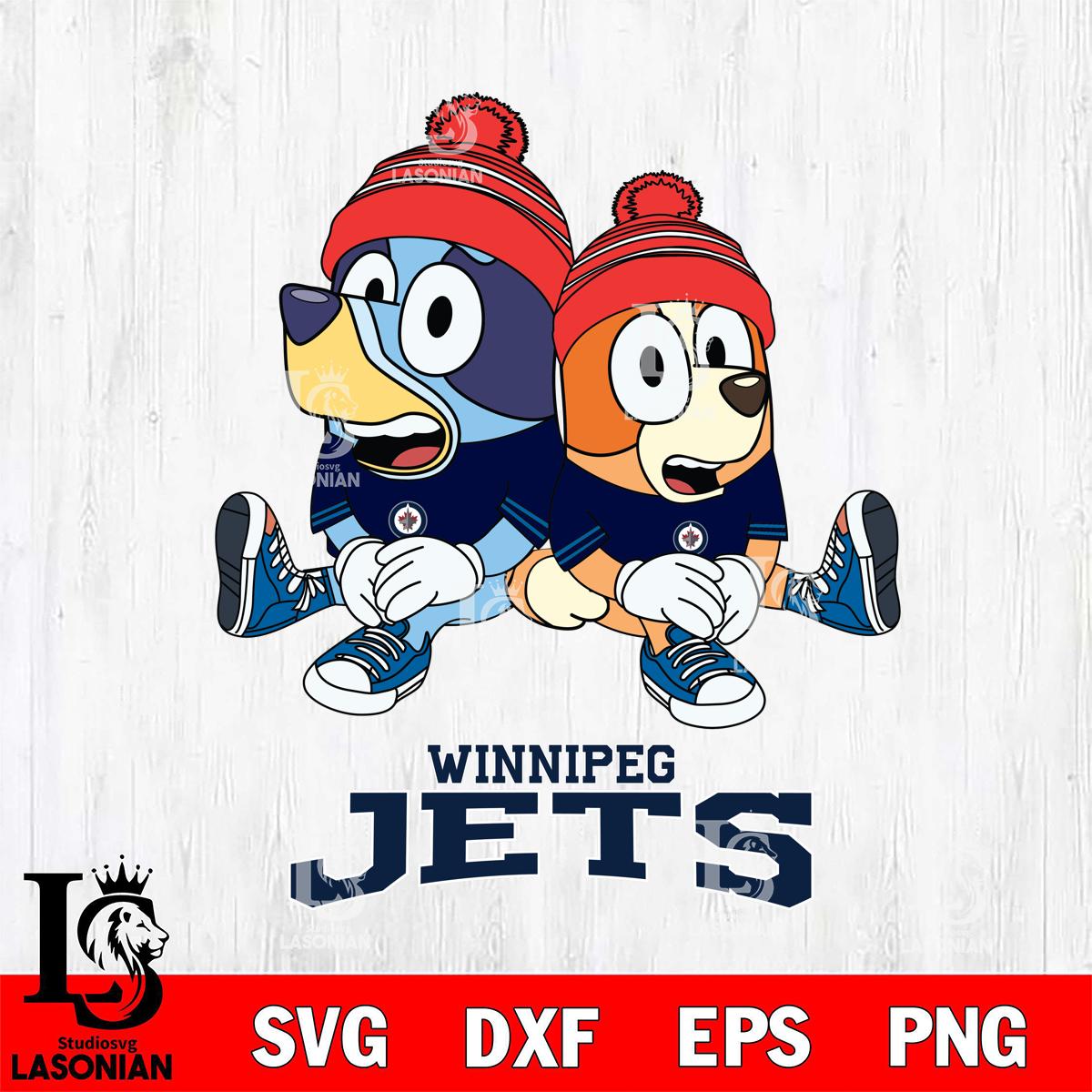 Winnipeg Jets Christmas Bluey & Bingo Sit – lasoniansvg