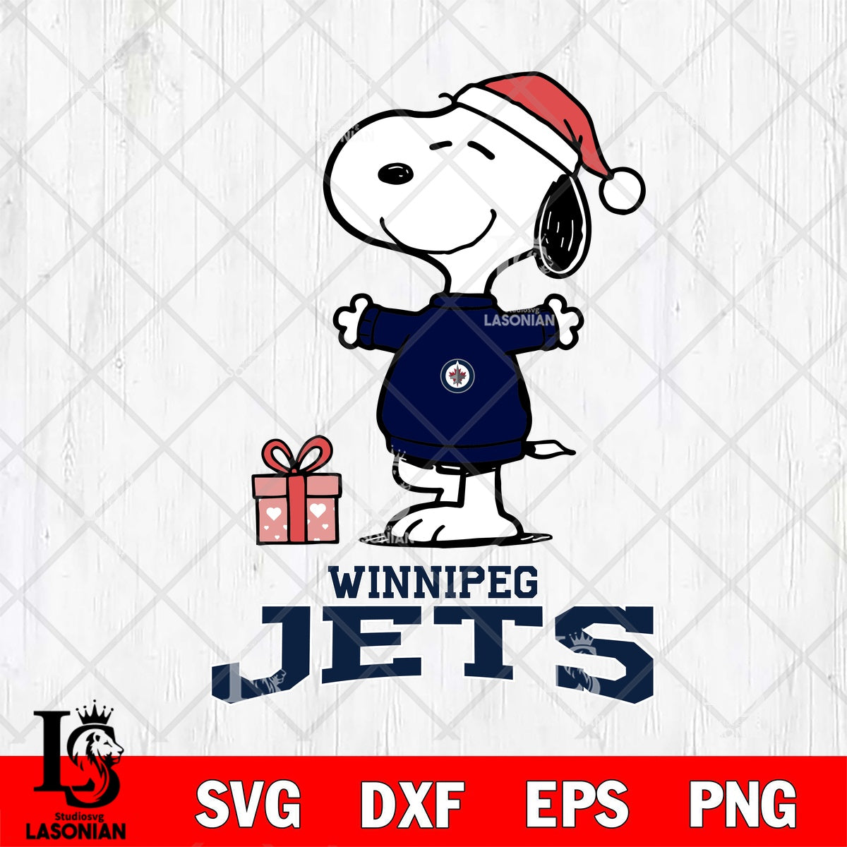 Winnipeg Jets Snoopy with Gift File cut , Criucut , Silhouette ,Digital ...