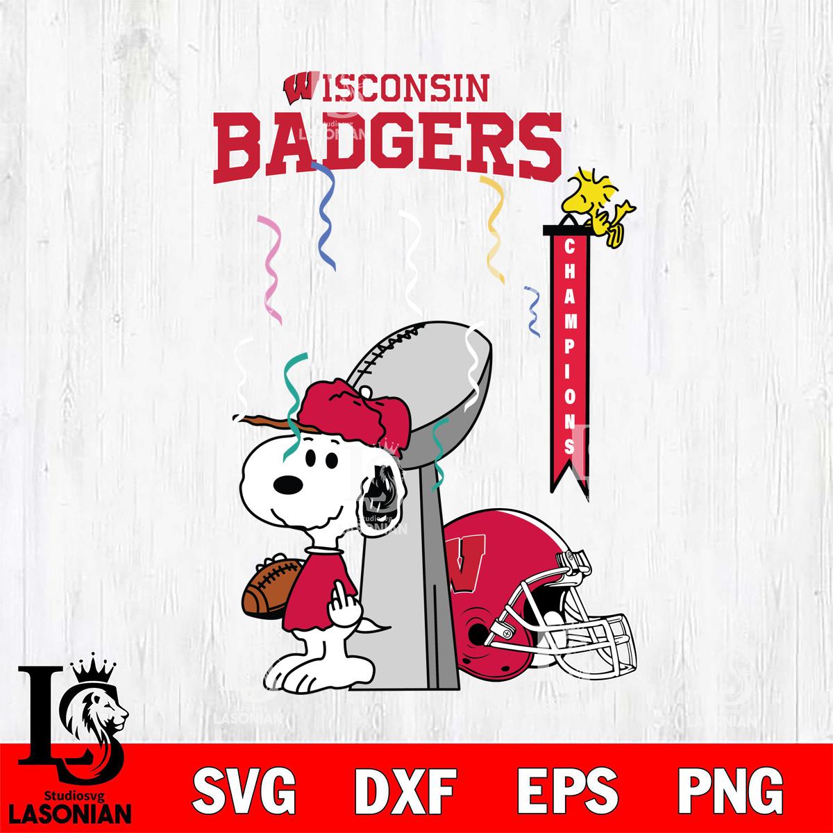 Wisconsin Badgers Charlie Brown and Snoopy Super Bowl – lasoniansvg