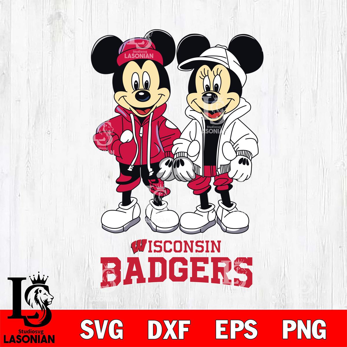 Wisconsin Badgers Mickey Minnie Mouse Football – lasoniansvg