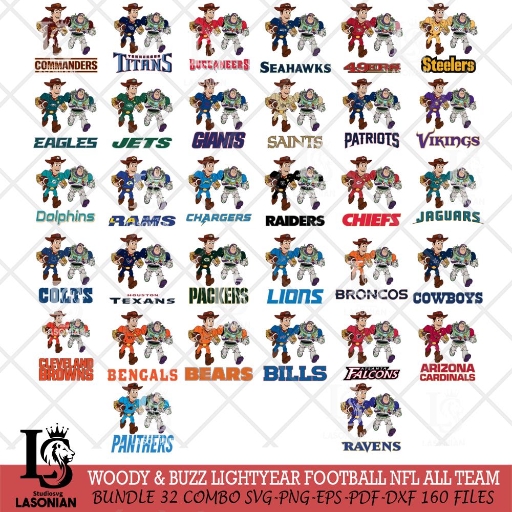 Woody & Buzz Lightyear Football NFL ALL TEAM – lasoniansvg