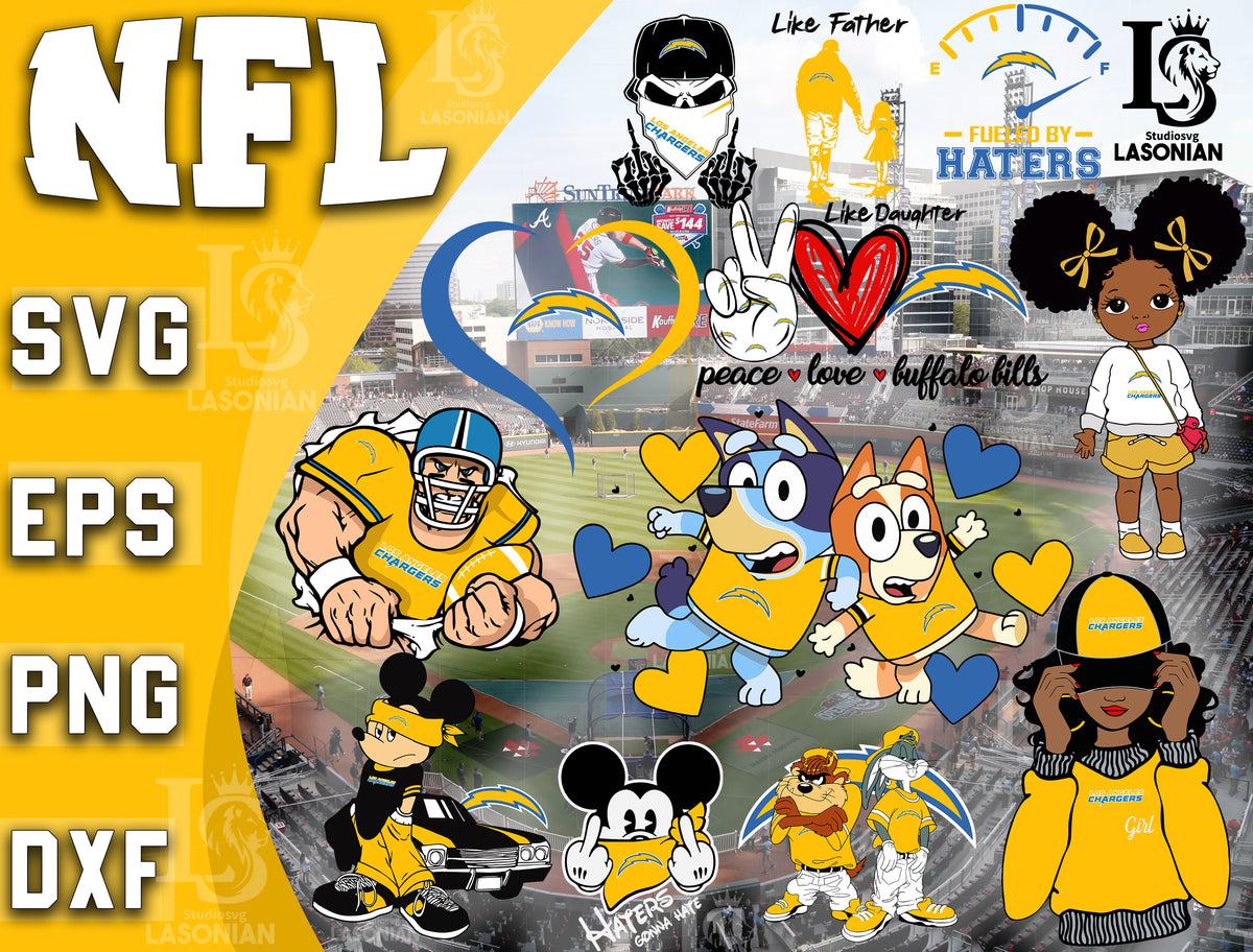 Los Angeles Chargers bundle svg, bundle 12 file ramdoom NFL svg, NFL D ...
