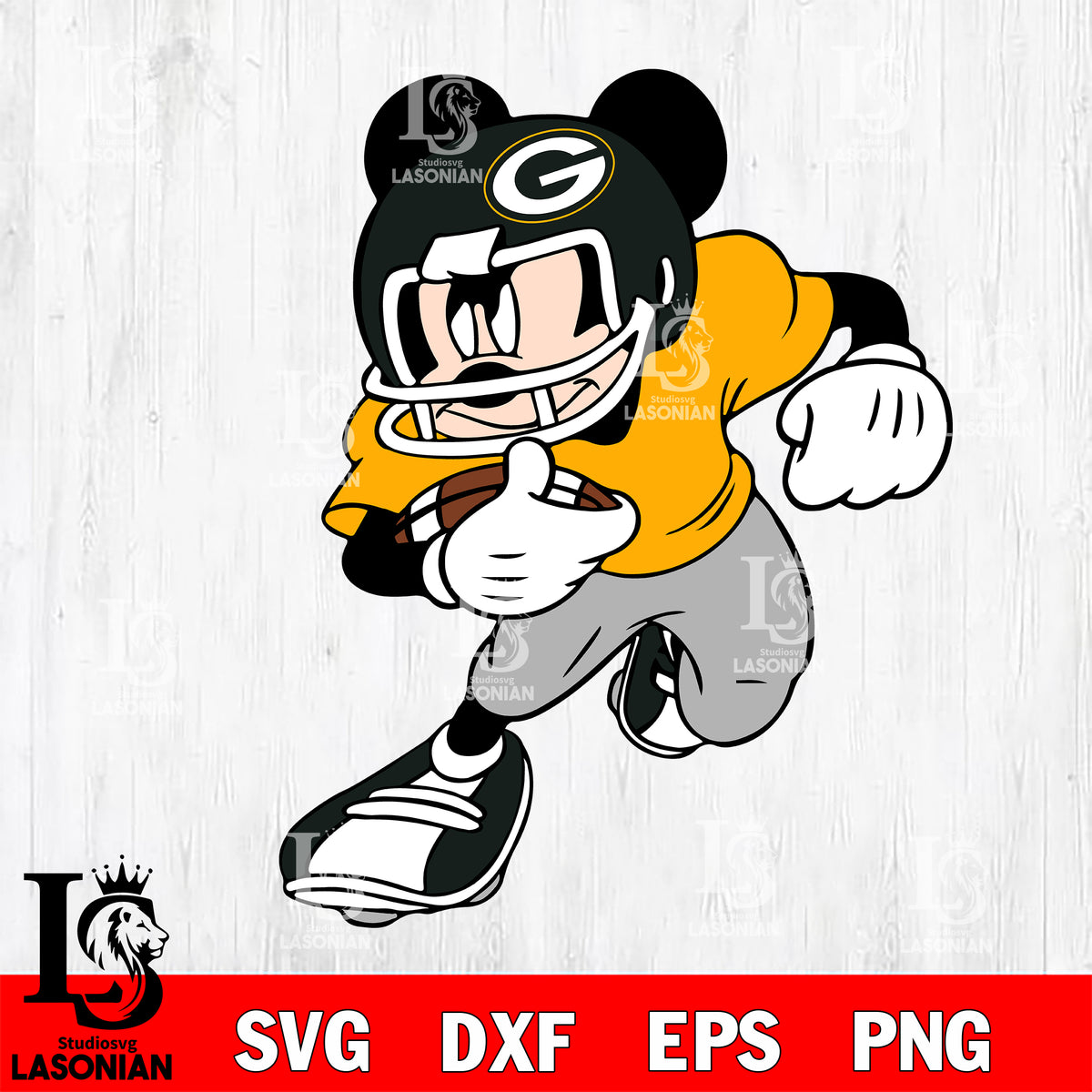 Disney Mickey Mouse Green Bay Packers svg dxf eps png, Digital Downloa ...