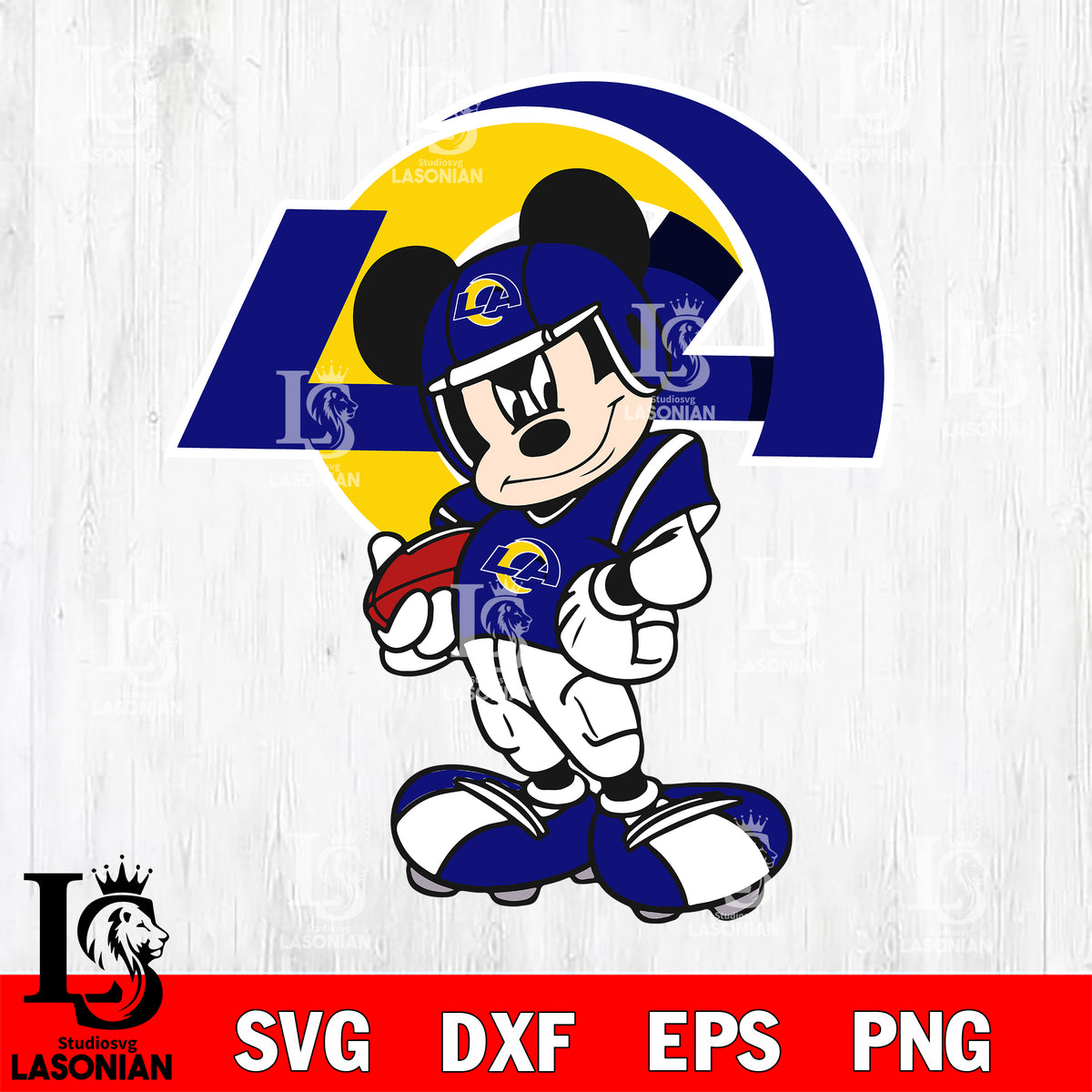 Disney Mickey Mouse Los Angeles Rams SVG , NFL svg,eps,dxf,png file, d ...