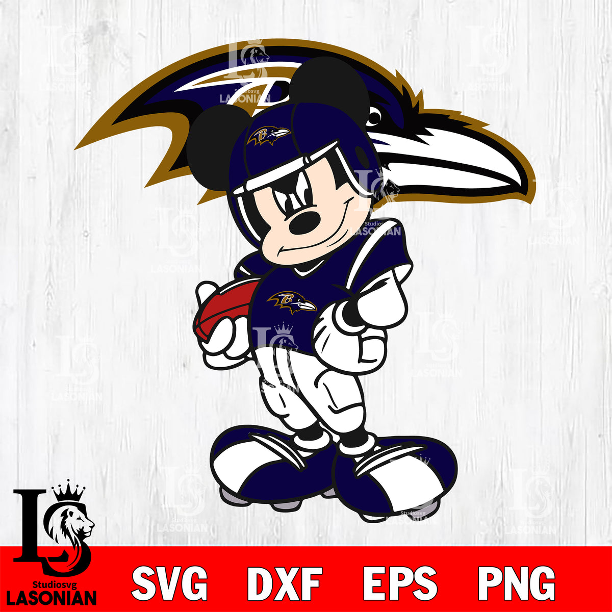 Disney Mickey Mouse Baltimore Ravens SVG , NFL svg,eps,dxf,png file, d ...