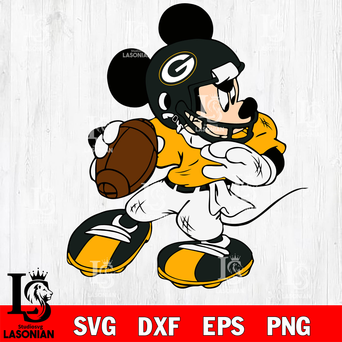 Disney Mickey Mouse Green Bay Packers svg dxf eps png, Digital Downloa ...