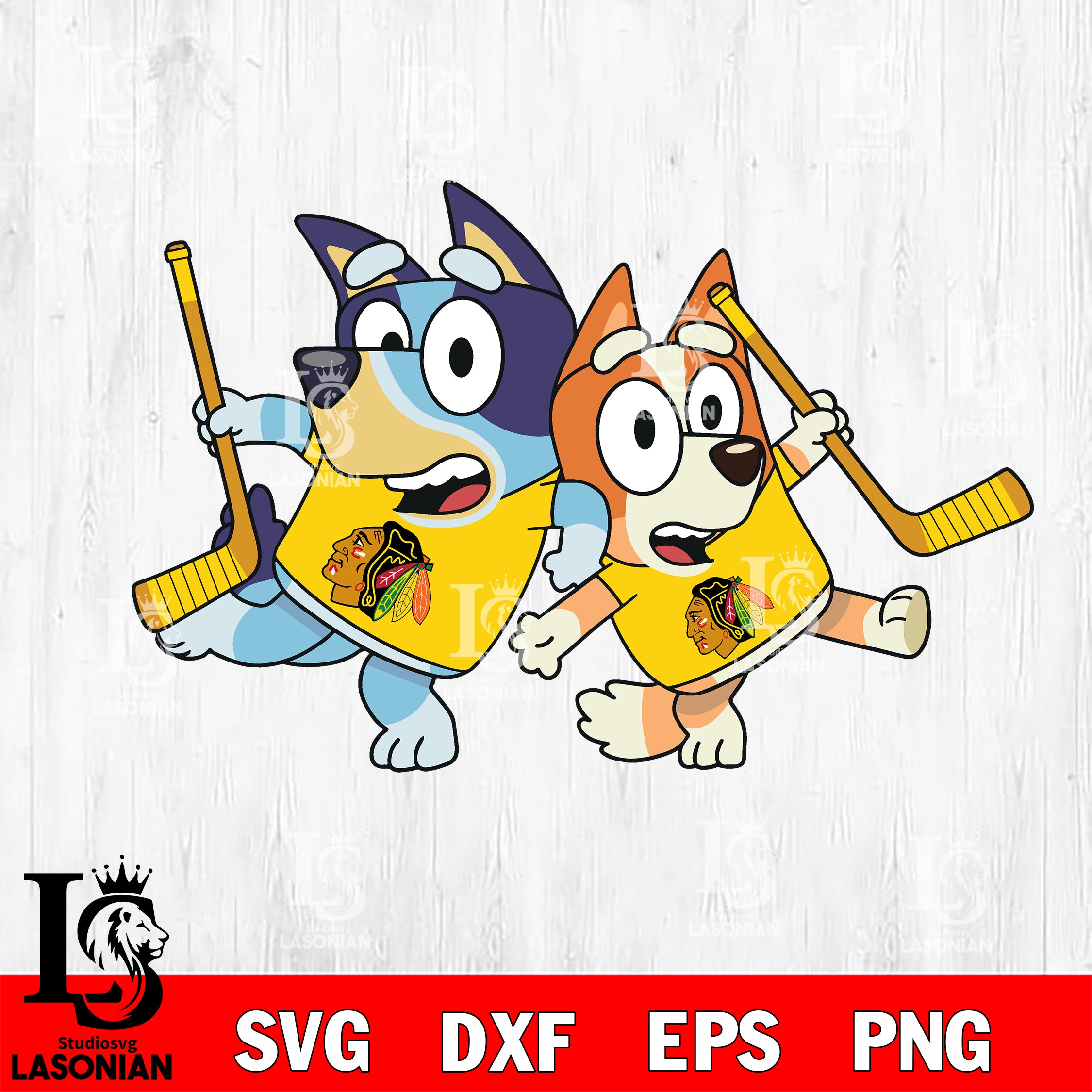 Bluey Chicago Blackhawks svg dxf eps png file, Digital Download , Inst ...