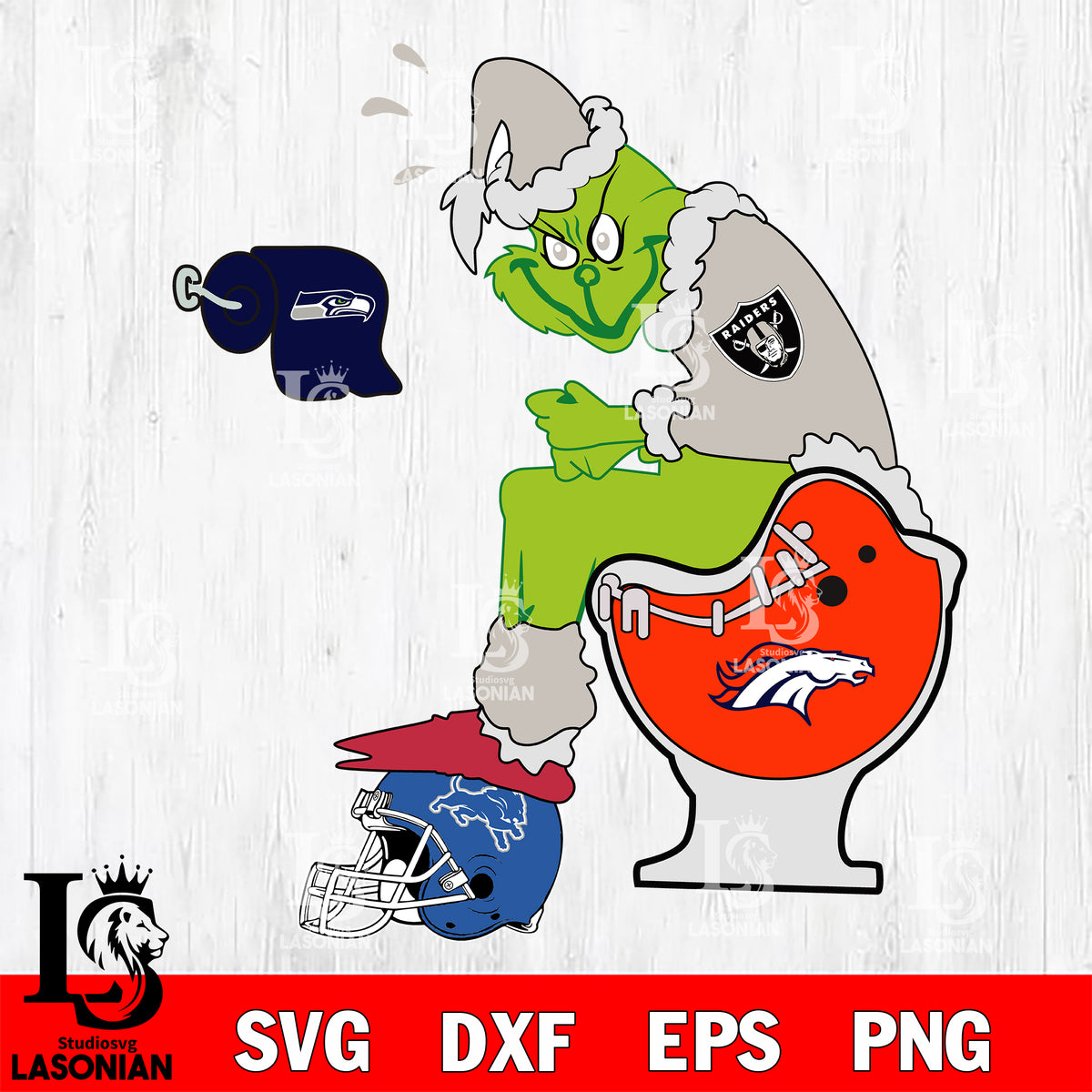 Grinch Football Theme Toilet SVG , NFL svg,eps,dxf,png file, digital d ...