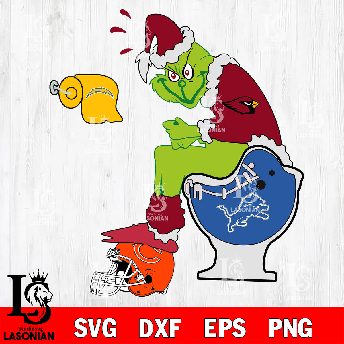 Grinch Football Theme Toilet SVG , NFL svg,eps,dxf,png file, digital d ...
