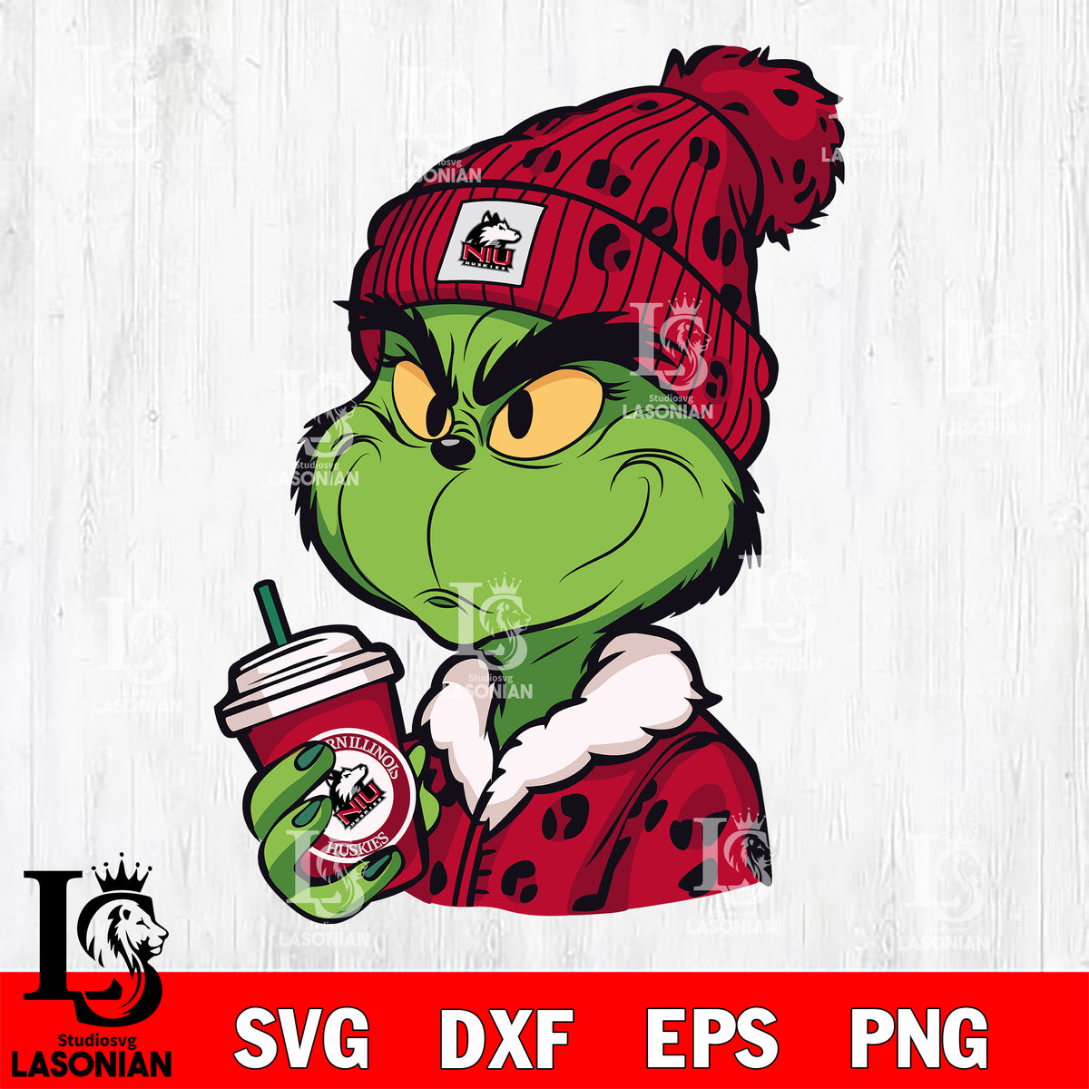 Boujee grinch NORTHERN ILLINOIS HUSKIES svg eps dxf png file, Digital ...