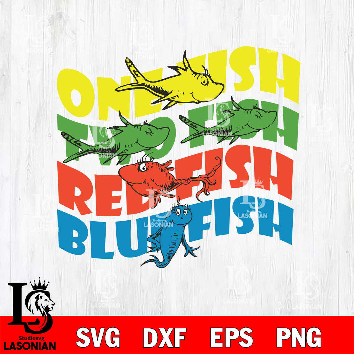 One fish, tow fish, red fish, blue fish svg, Dr seuss svg , digital ...