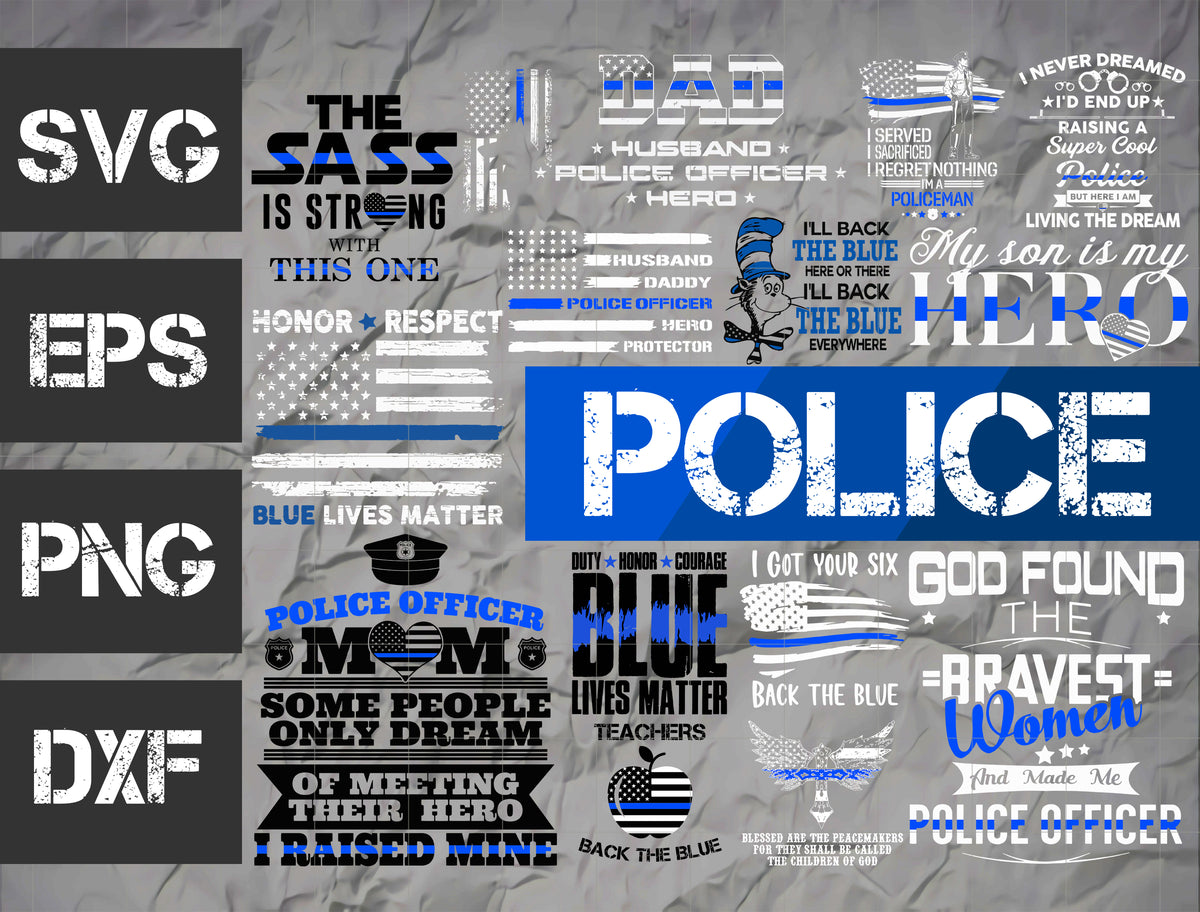39 bundle Police vector random new svg eps dxf png file – lasoniansvg
