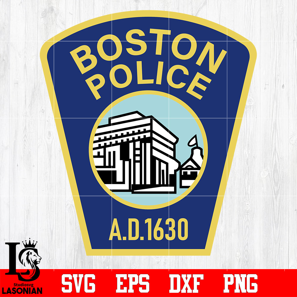 Police Boston A D 1630 Badge svg eps dxf png file – lasoniansvg