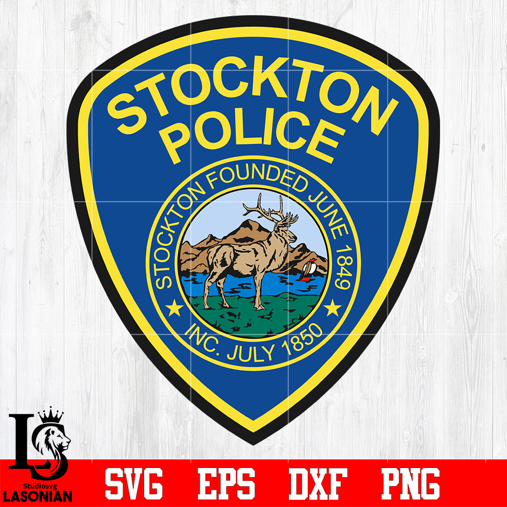Police Stockton found june 1849 Badge svg eps dxf png file – lasoniansvg