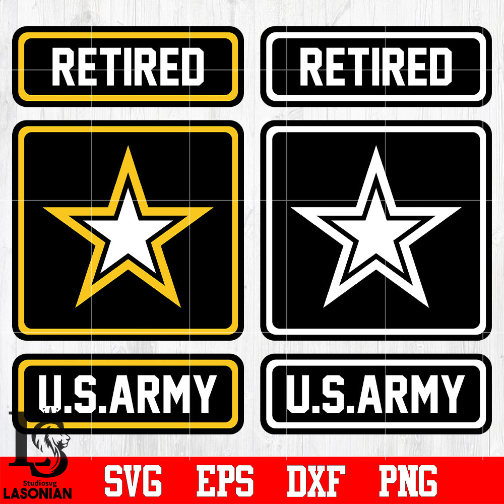 Retired US Army Colorful,B&W Badge svg eps dxf png file – lasoniansvg